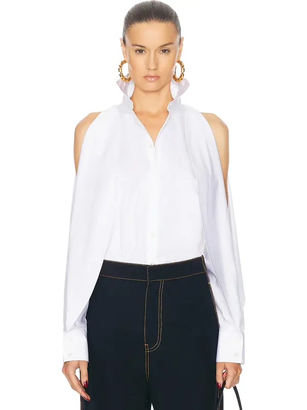Alaïa Round Button Up Top - Blanc