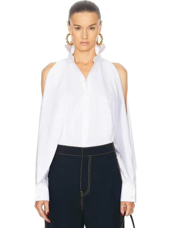 Alaïa Round Button Up Top - Blanc