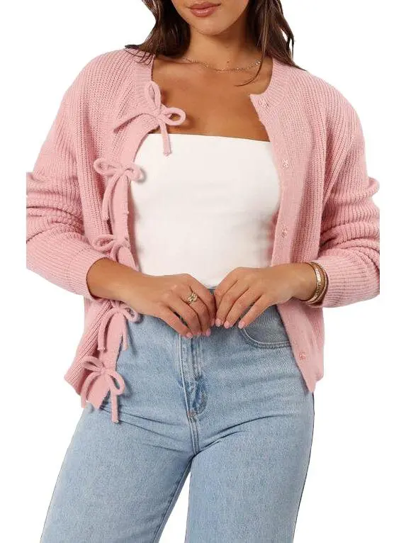 PETAL & PUP Wilde Bow Front Cardigan - Blush