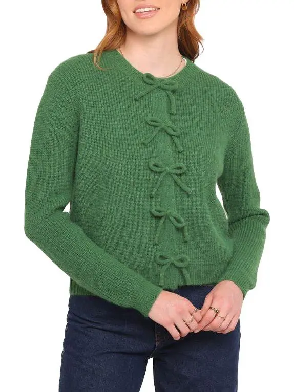PETAL & PUP Wilde Bow Front Cardigan - Green