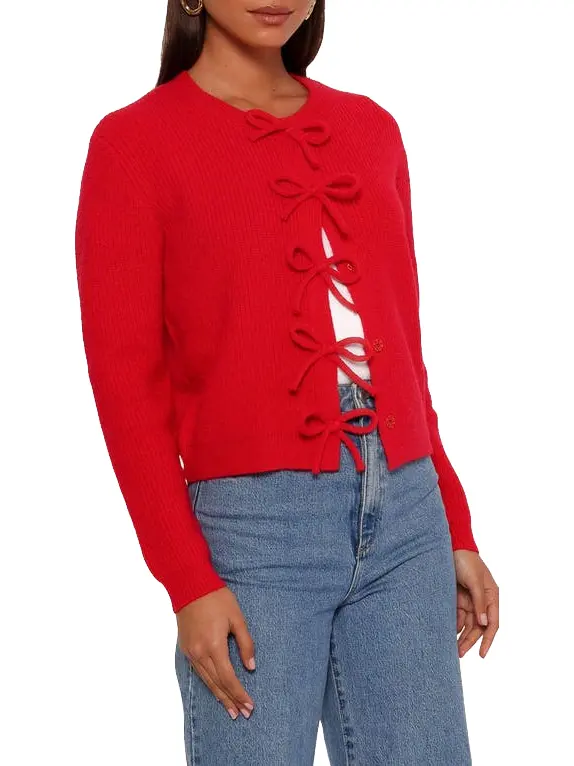 PETAL & PUP Wilde Bow Front Cardigan - Red