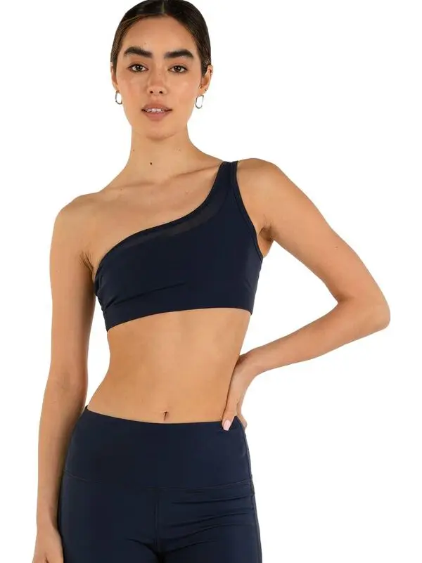 REBODY On Duty Mesh One Shoulder Silkiflex Bra - Cool Navy