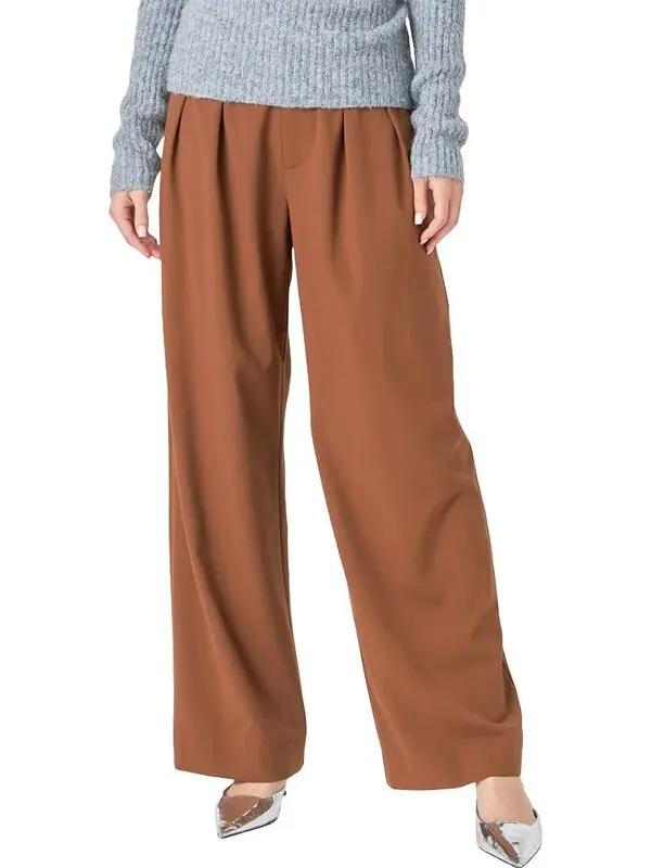 Endless Rose High Waist Wide Leg Trousers - Brown