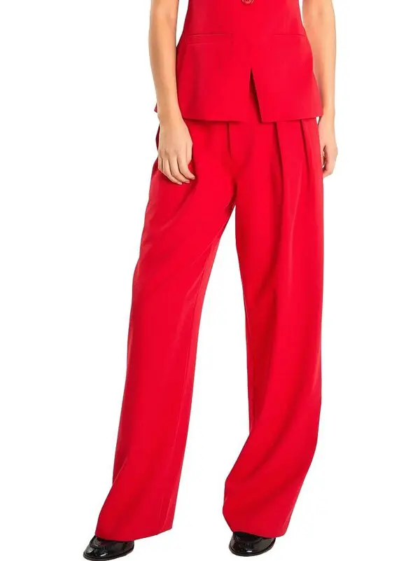 Endless Rose High Waist Wide Leg Trousers - Red