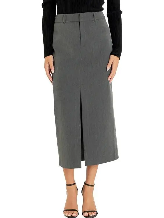 Endless Rose Front Slit Maxi Skirt - Grey