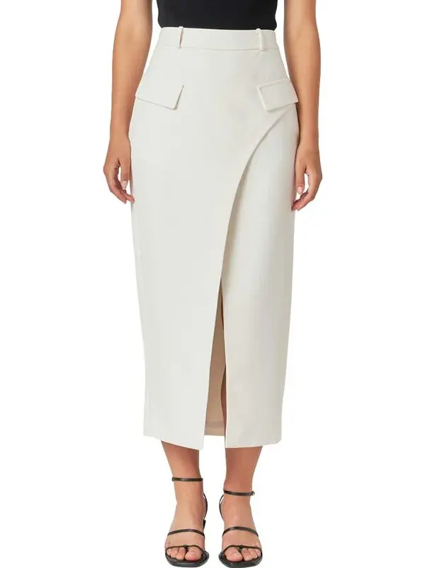Endless Rose Faux Wrap Midi Skirt - Cream