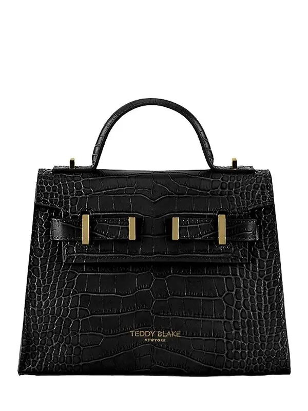 TEDDY BLAKE Ava Croco Embossed Bag - Black