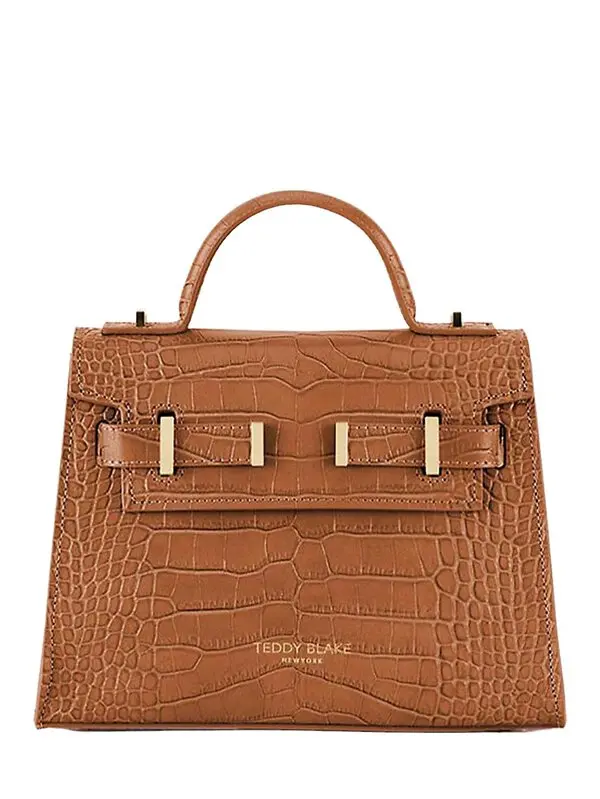 TEDDY BLAKE Ava Croco 9 Top Handle Bag - Camel Brown