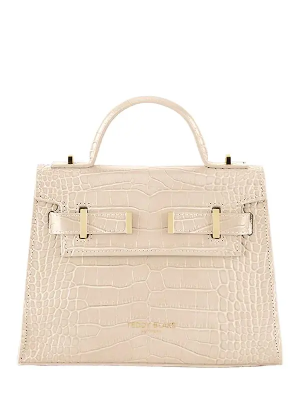 TEDDY BLAKE Ava Croco Embossed Bag - Cream