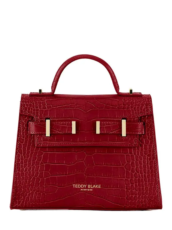 TEDDY BLAKE Ava Croco Embossed Bag - Darkred