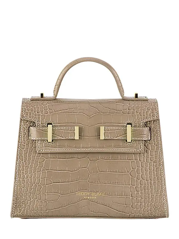 TEDDY BLAKE Ava Croco Embossed Bag - Light Beige