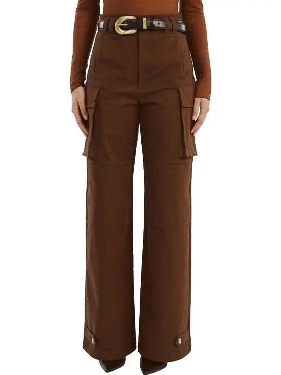 Bardot Tybi High-waist Wide-leg Cargo Pants - Chocolate