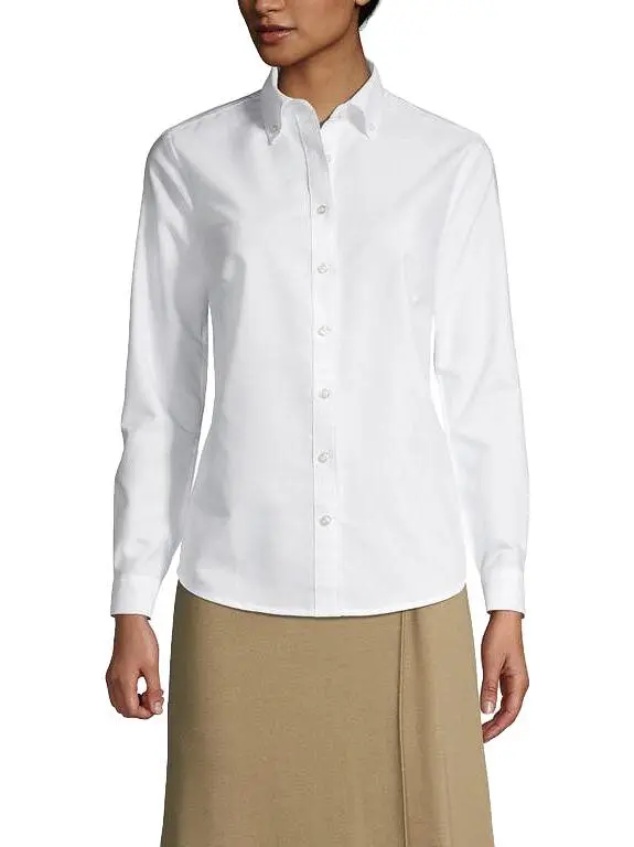LANDS' END Tall Long Sleeve Oxford Dress Shirt - White
