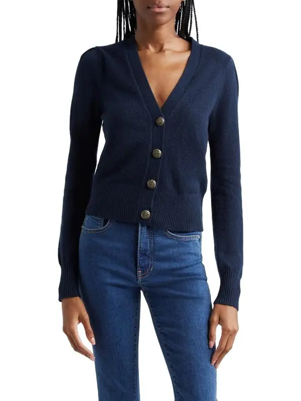 Veronica Beard Solene Cashmere Cardigan - Navy