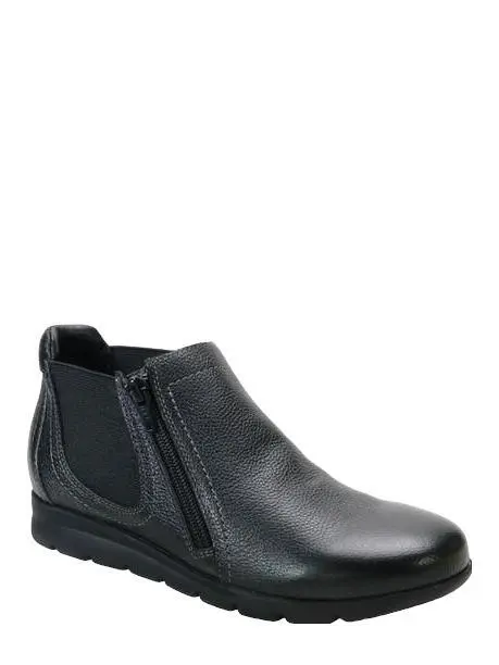DAVID TATE Popular Leather Wedge Bootie - Black Pebble Grain