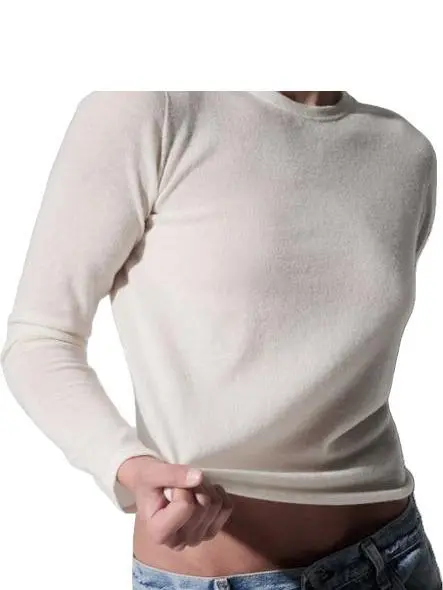 Majestic Filatures 100% Cashmere Long Sleeve Crewneck T-shirt - Milk