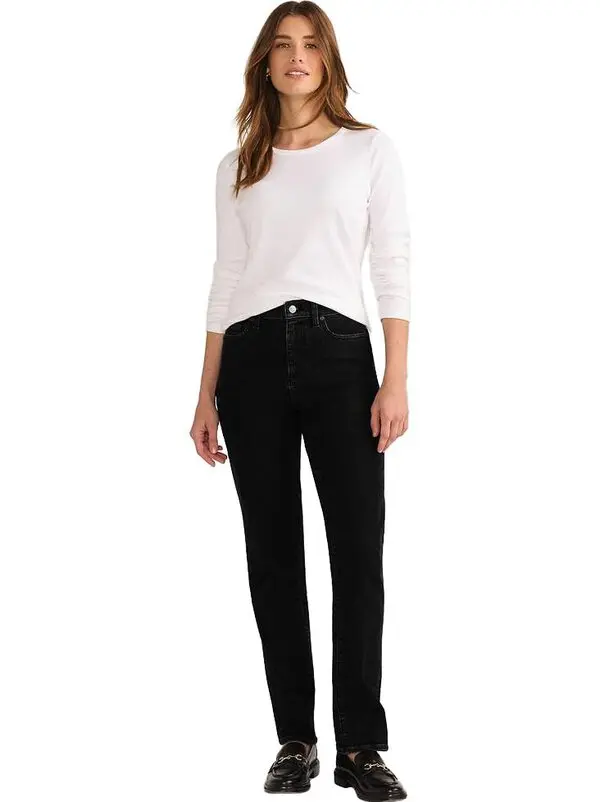 LANDS' END Mid Rise Straight Leg Jeans - Black