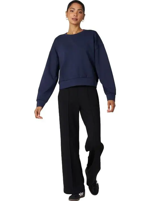 REBODY Essential Scuba Knit Crewneck Sweatshirt - Cool Navy