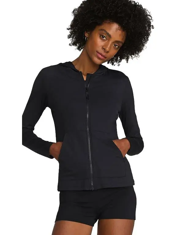 LANDS' END Upf 50 Hooded Zip Front Rash Guard - Black