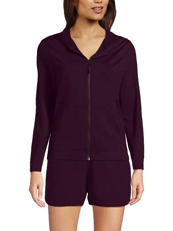 LANDS' END Upf 50 Long Sleeve Full Zip Rash Guard - Dark Wine