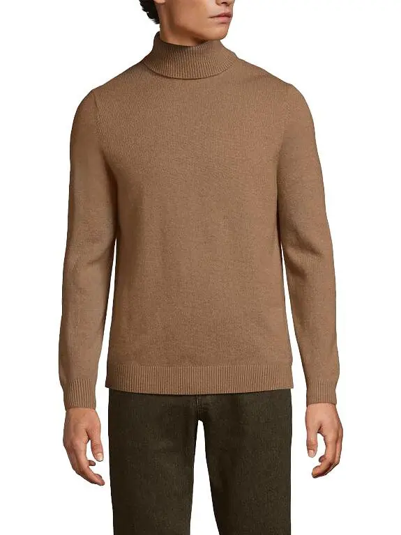LANDS' END Cashmere Turtleneck Sweater - Classic Camel