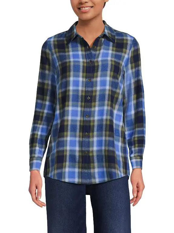 LANDS' END Flannel Boyfriend Fit Shirt - Fireside Flannel