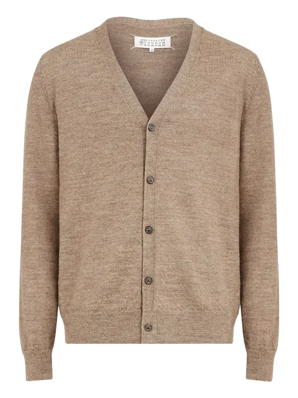 MAISON MARGIELA Elbow-patch Fine-knit Cardigan - Neutrals