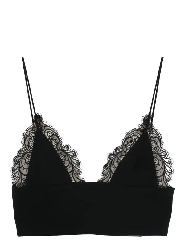 David Koma Lace-detail Cropped Top - Black
