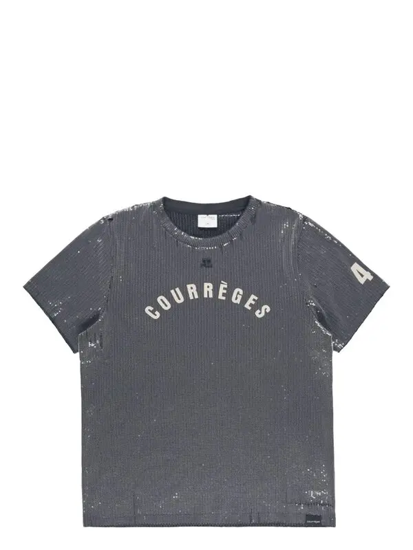 COURREGES Embroidered Distressed T-shirt - Grey