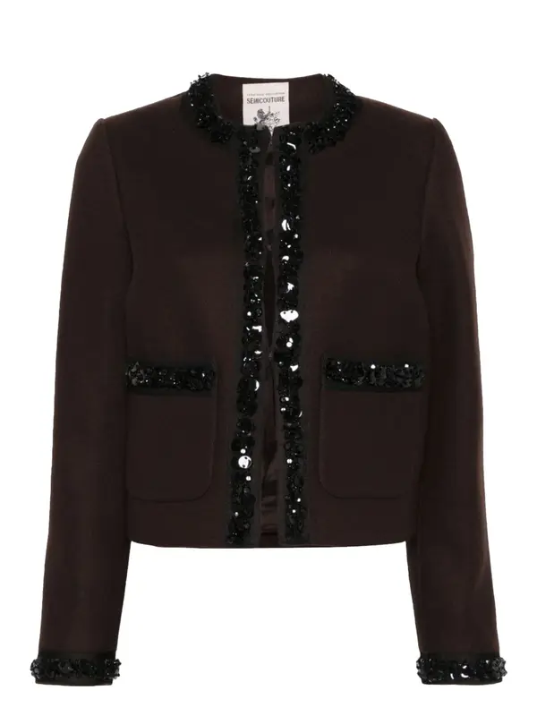 SEMICOUTURE Iryna Embellished Jacket - Brown