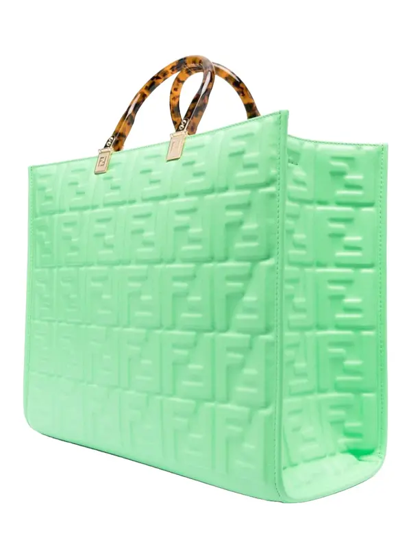Fendi Ff Logo-embossed Tote - Green