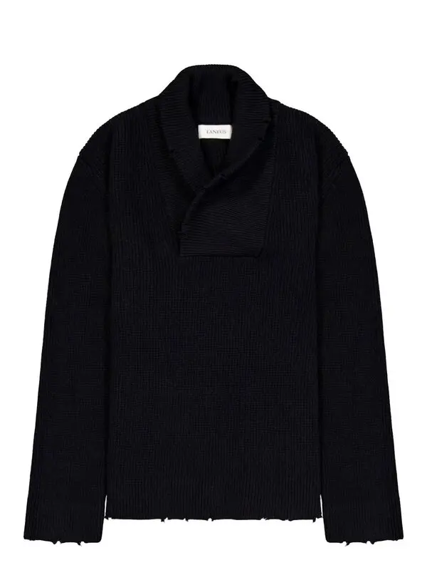 LANEUS Shawl-collar Jumper - Black