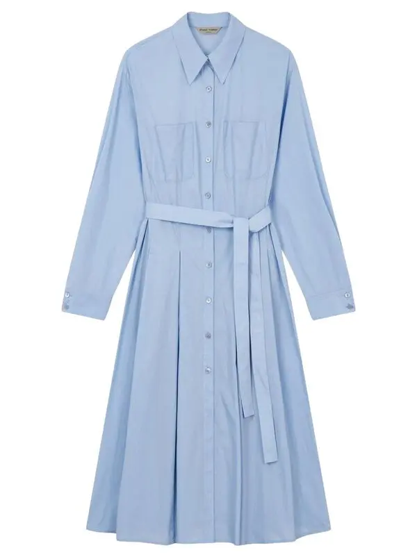STUDIO TOMBOY Long-sleeved Pleated Shirt Dress - Blue