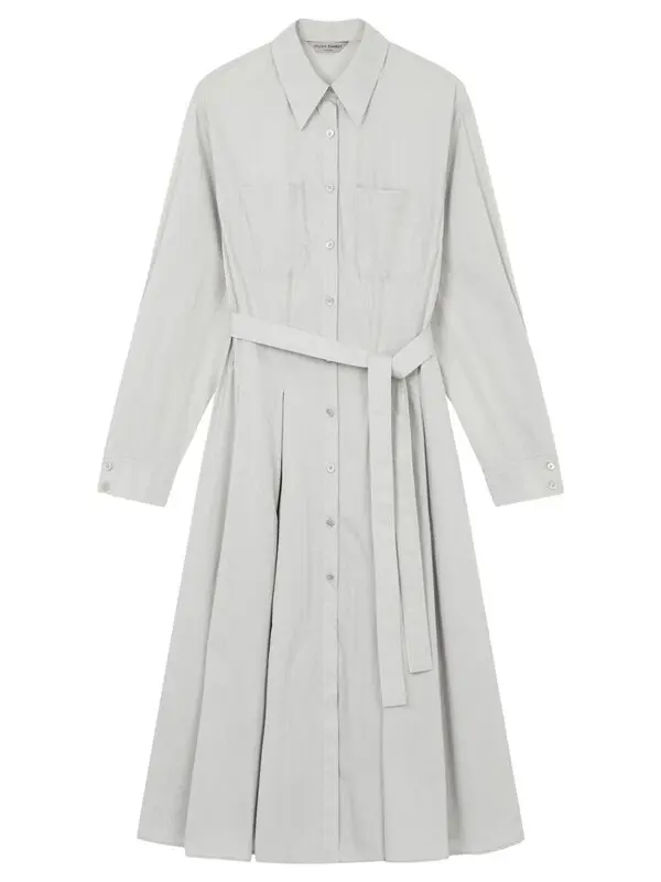 STUDIO TOMBOY Long-sleeved Pleated Shirt Dress - Grey