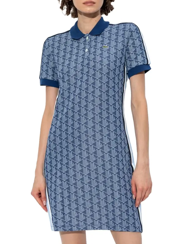 Lacoste Monogram Jacquard Polo Dress - Blue