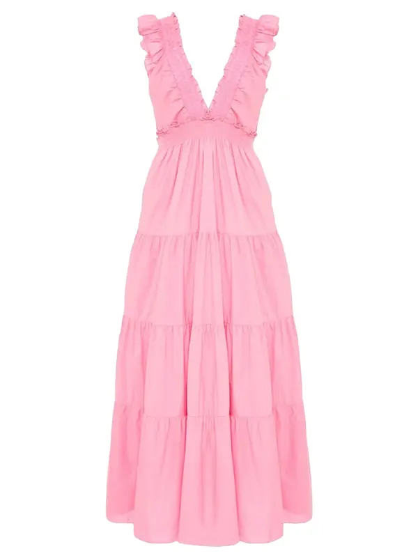 LoveShackFancy Ruffled Maxi Dress - Pink