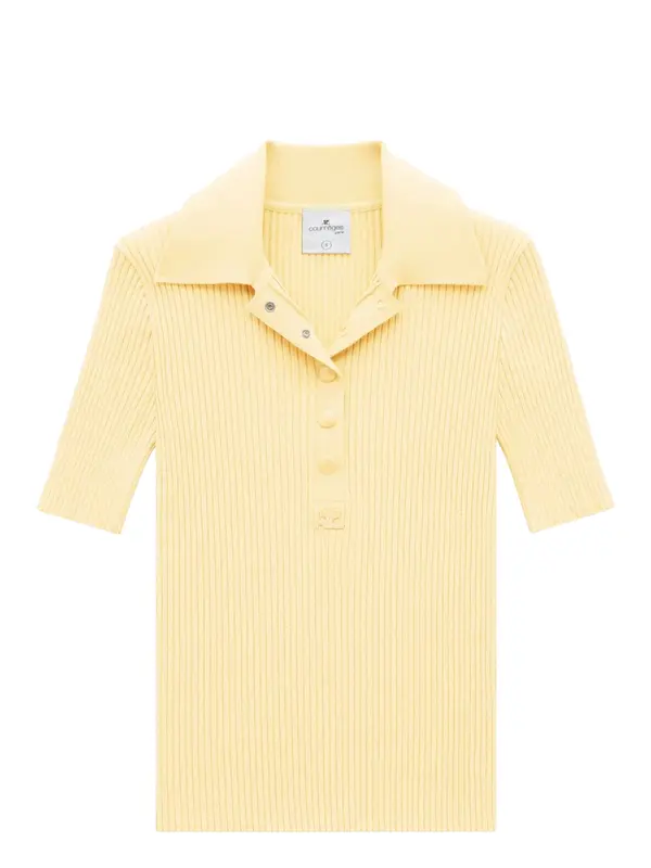 COURREGES Ribbed-knit Polo Shirt - Yellow