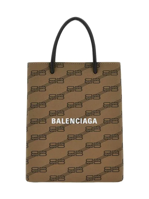 Balenciaga Bb Monogram Print Tote Bag - Brown
