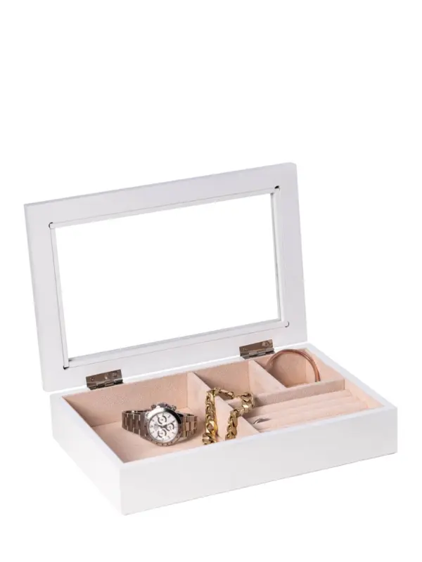 BEY-BERK Jewelry Box With Glass Viewing Top - Multi