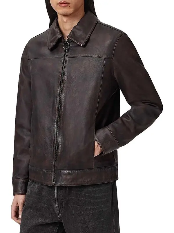 ALLSAINTS Alkan Leather Jacket - Oxblood Red