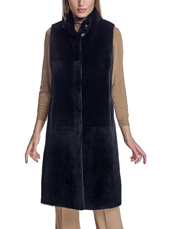 MAXIMILIAN Reversible Shearling Lamb Vest - Black