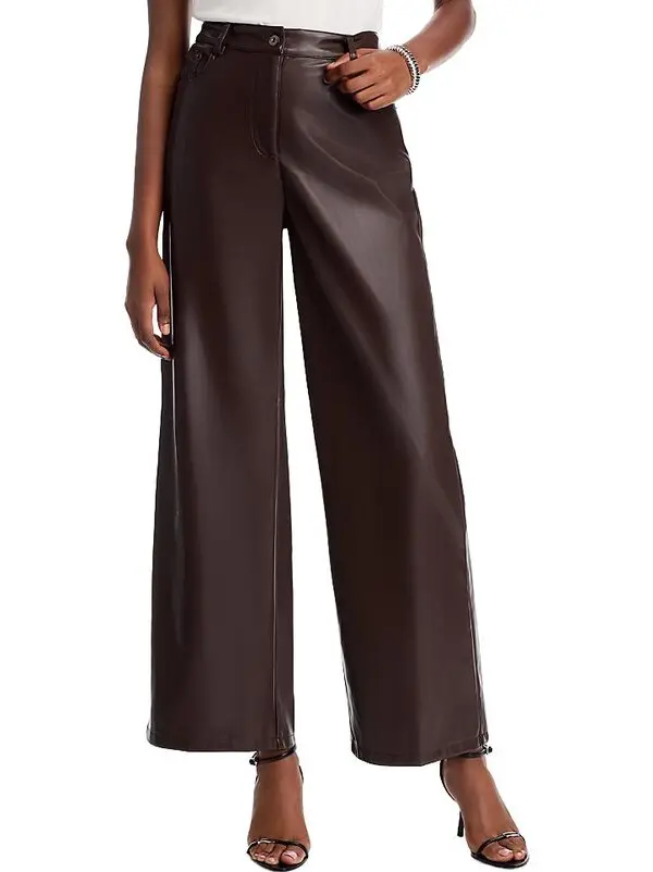 LUCY PARIS Adler Faux Leather Trousers - Dark Brown