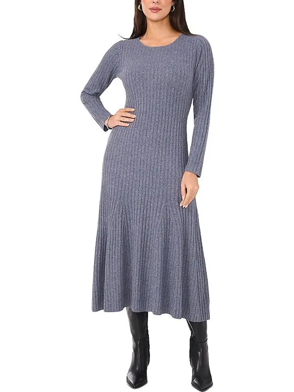 Vince Camuto Rib Knit Midi Dress - Metal Grey