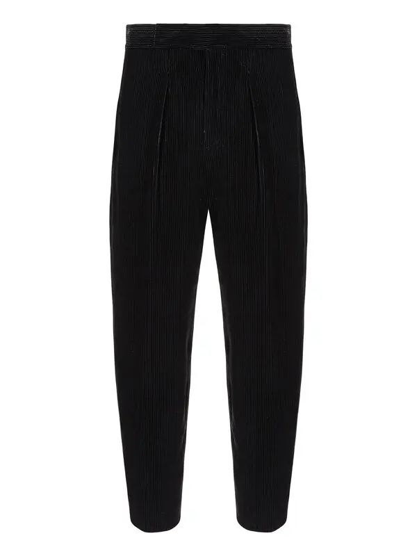 Giorgio Armani Pinstriped Velvet Trousers - Black