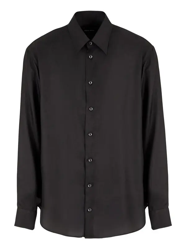 Giorgio Armani Giorgio's Regular-fit Silk Twill Shirt - Black