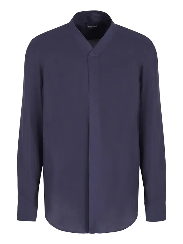 Giorgio Armani Giorgio's Regular-fit Silk Twill Shirt - Blue