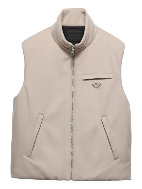Prada Padded Cashmere Vest - Neutrals