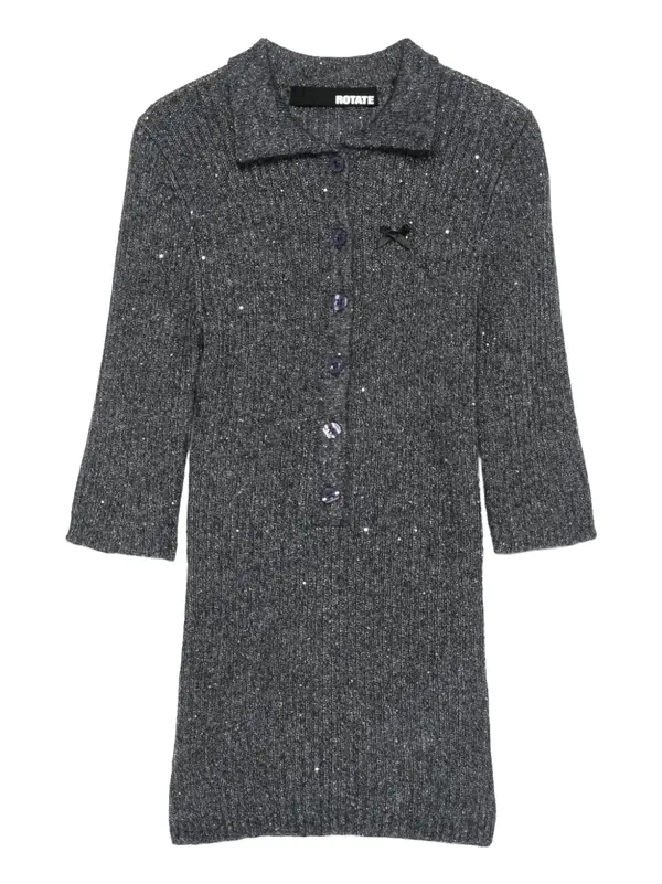 Remain Birger Christensen Sequin Knit Polo Shirt - Grey