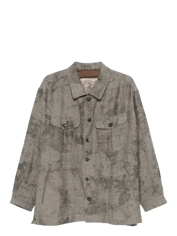 ZIGGY CHEN Herringbone-pattern Shirt - Grey