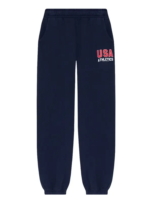 SPORTY & RICH Logo-print Elasticated Trousers - Blue